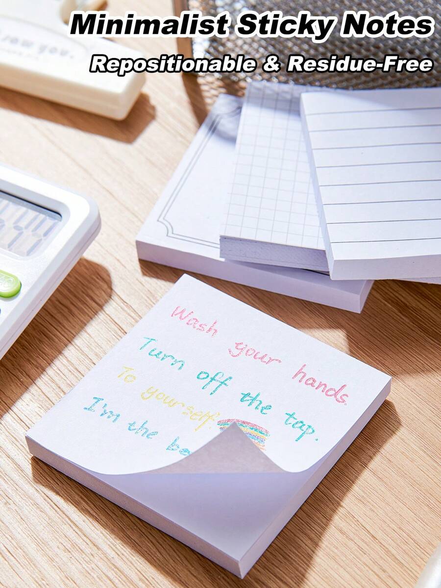 Minimalist Sticky Notes - 320 Sheets, Strong Adhesive, No Bleed Design ...