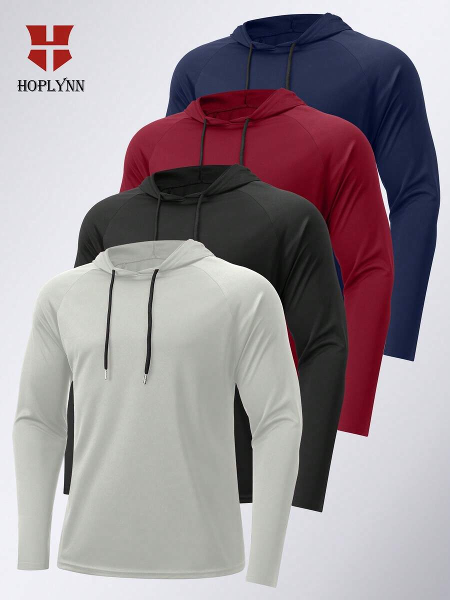 HOPLYNN HOPLYNN 4 Packs Men's Athletic Hooded Shirts Long Sleeve ...