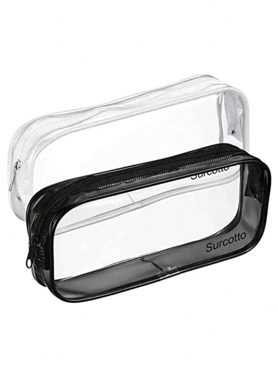 Surcotto Clear Pencil Case, 2PCS Transparent Pencil Case For Exams, See ...