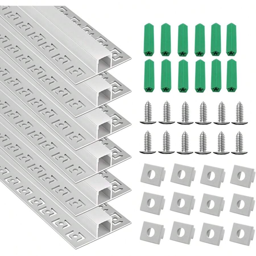 6 Pack LED Channel Plaster-In Trimless Recessed Drywall Aluminum ...