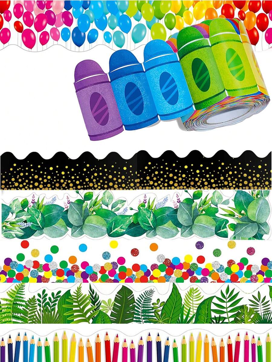 Bulletin Board Decorative Border, Floral Spiral Edge Frame Sticker For ...