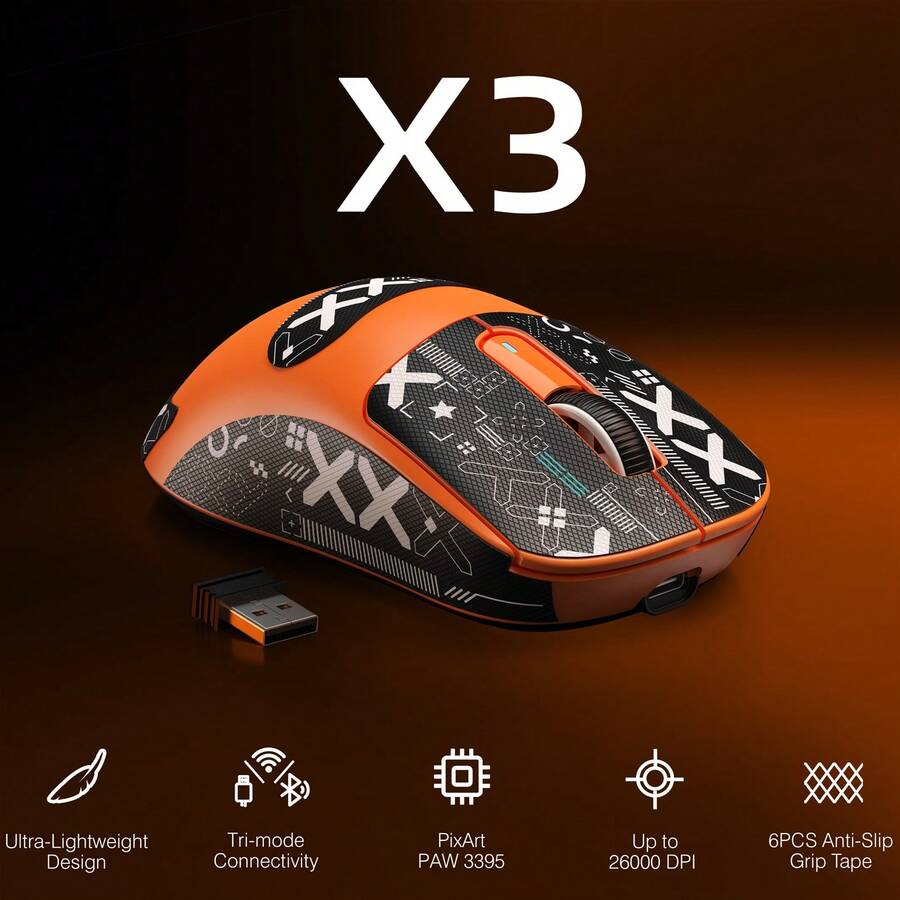 ATTACK SHARK X3 Mouse Gamer Sem Fio Leve com Conexão 3 em 1 (2.4G/USB-C com Fio/Bluetooth), 26. ...