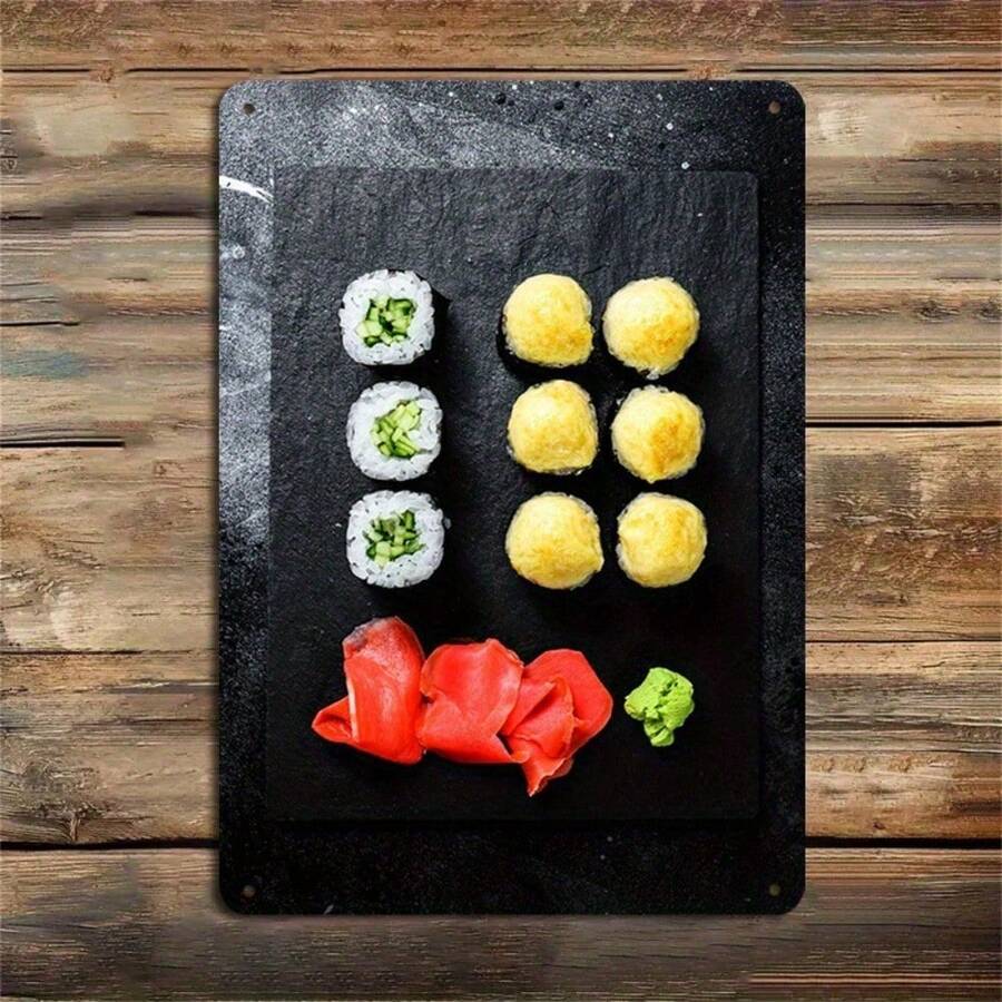 1PC Sushi Tin Sign, Fresh Sushi With Wasabi And Ginger, Japanese Food ...