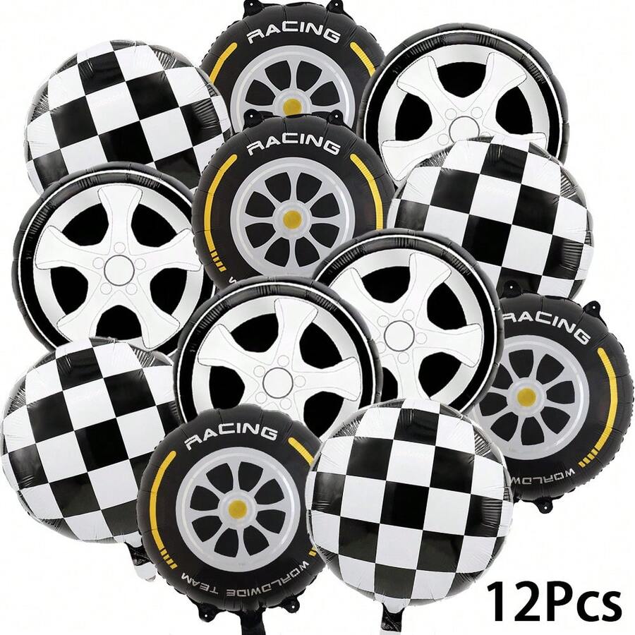 Set de 12 globos con temática de carrera de autos, incluye 1 globo ...