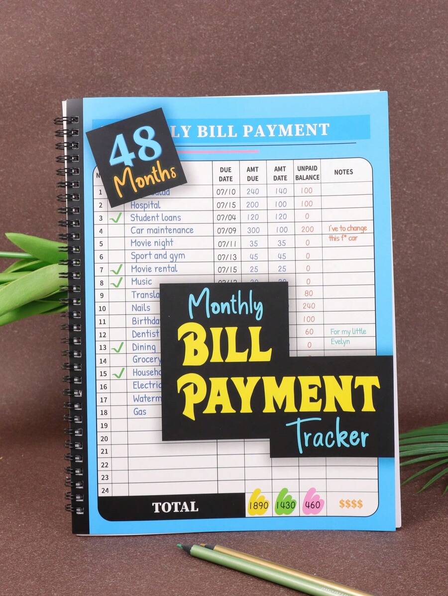 1pc Monthly Bill Payment Tracker: 48 Months Expense And Bill Tracker ...