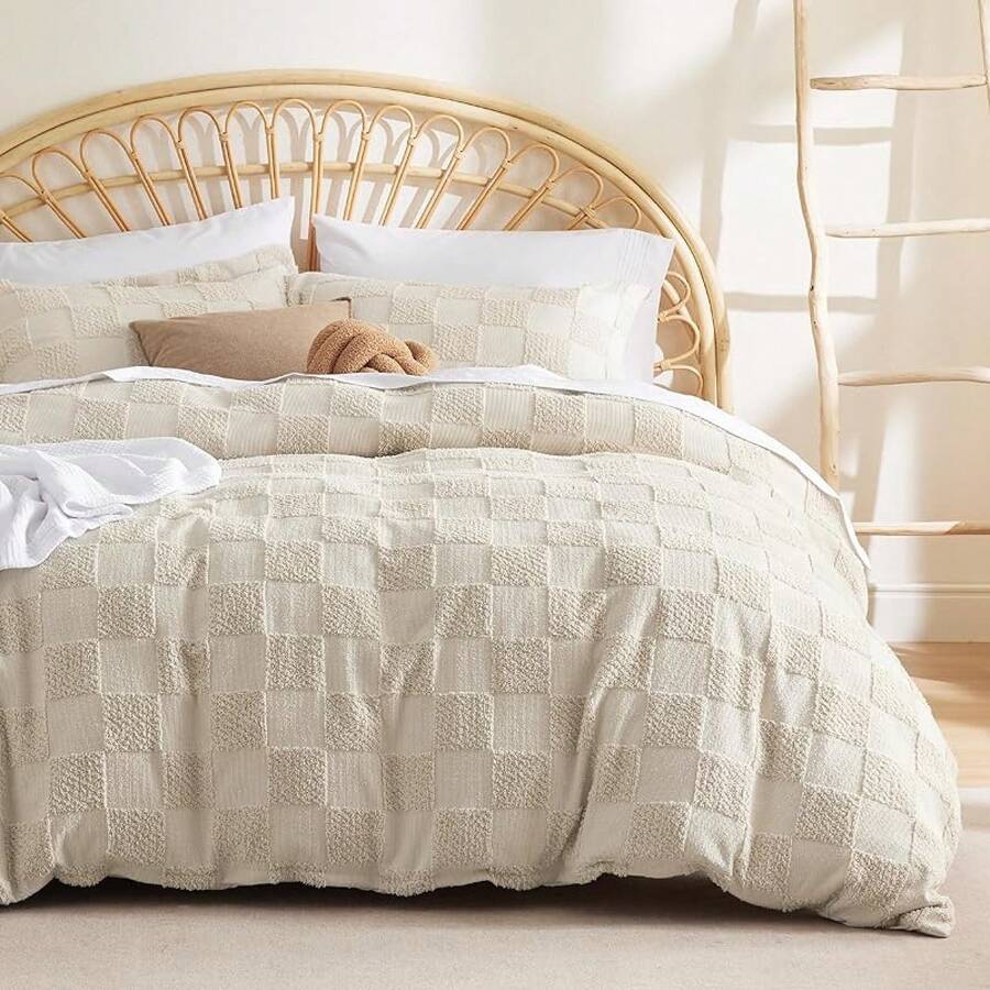 Funda nórdica a cuadros estilo bohemio, ropa de cama suave y shabby ...