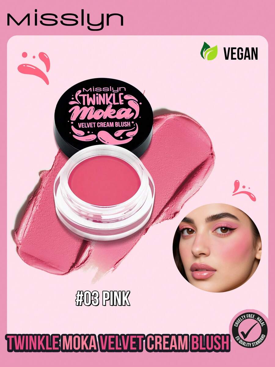 Misslyn Twinkle Moka Velvet Cream Blush, Crème tot poeder, romige ...