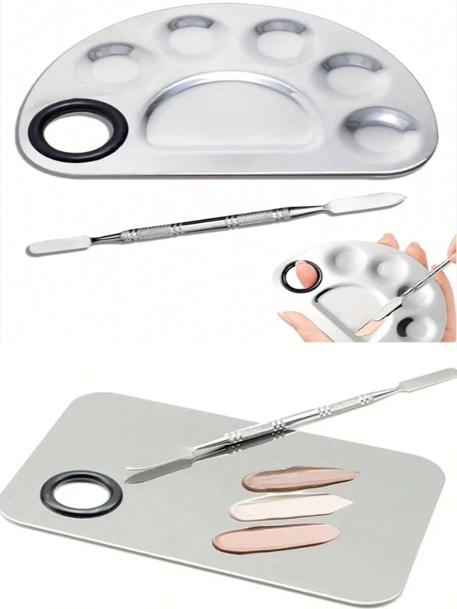 2/1 Set Of Two Stainless Steel Makeup Mixing Palettes Of Different ...