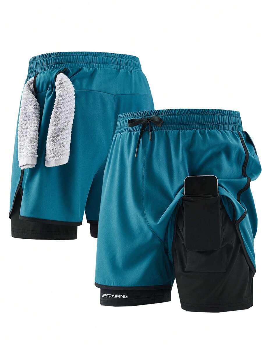 1pc Men's Casual Sports Outdoor Running Shorts With Inner Lining ...
