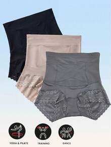 1pc High Waist Lace Waist Trainer Sheath Flat Belly Panty Tummy Control ...