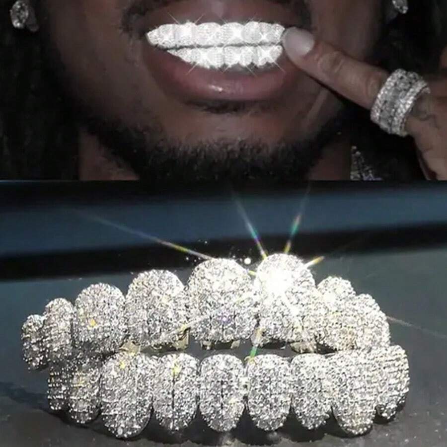 1/2 Hip Hop Shining 18K Gold Plated Cubic Zirconia Gold Teeth ...