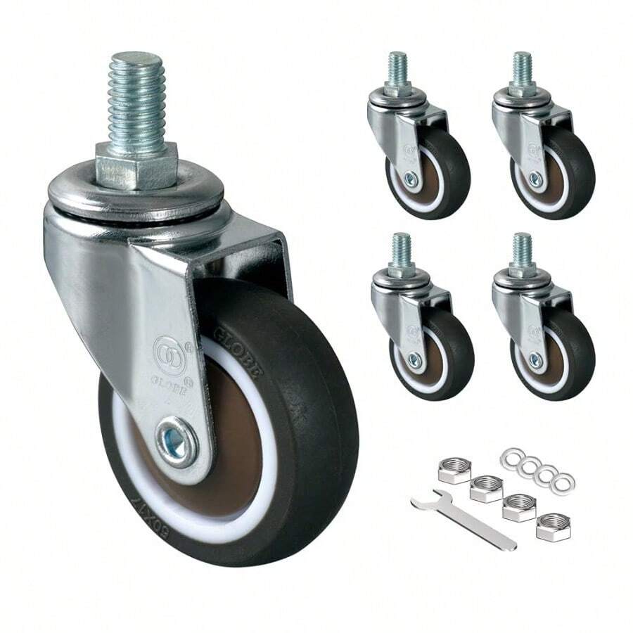 Swivel Caster Wheels Set Of 4 M10 Around 3 8 X 1 Threaded Stem Casters ...