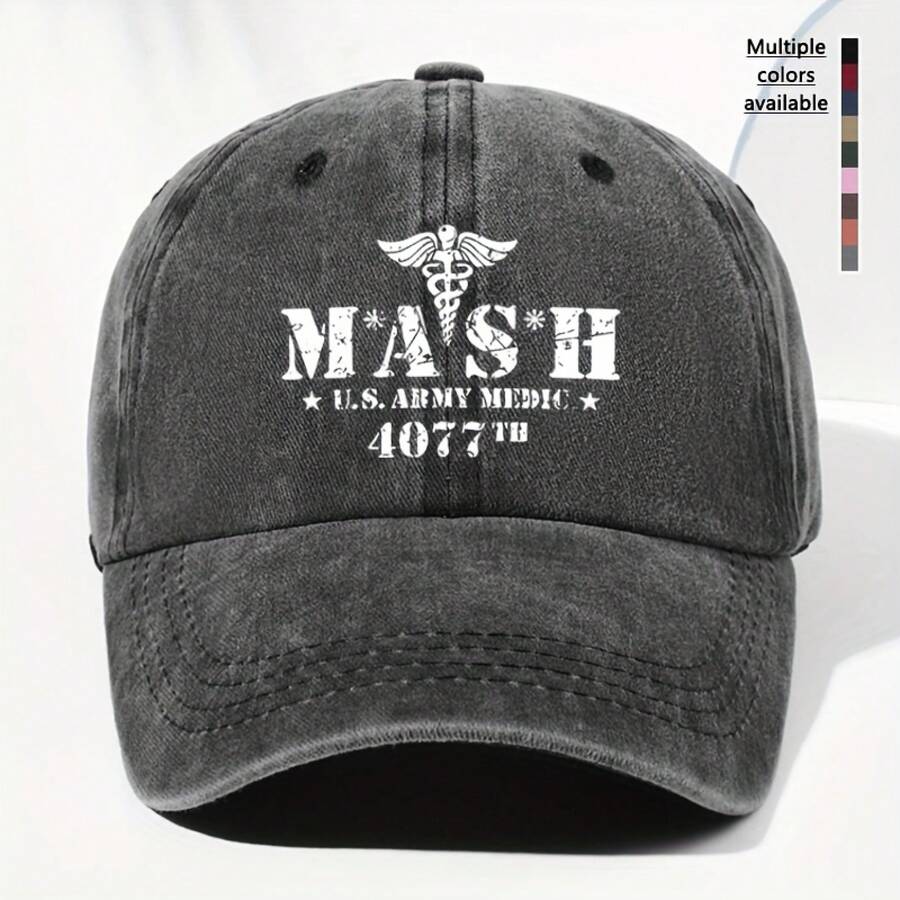 Unisex Vintage Washed Baseball Cap With MASH Print - Adjustable ...