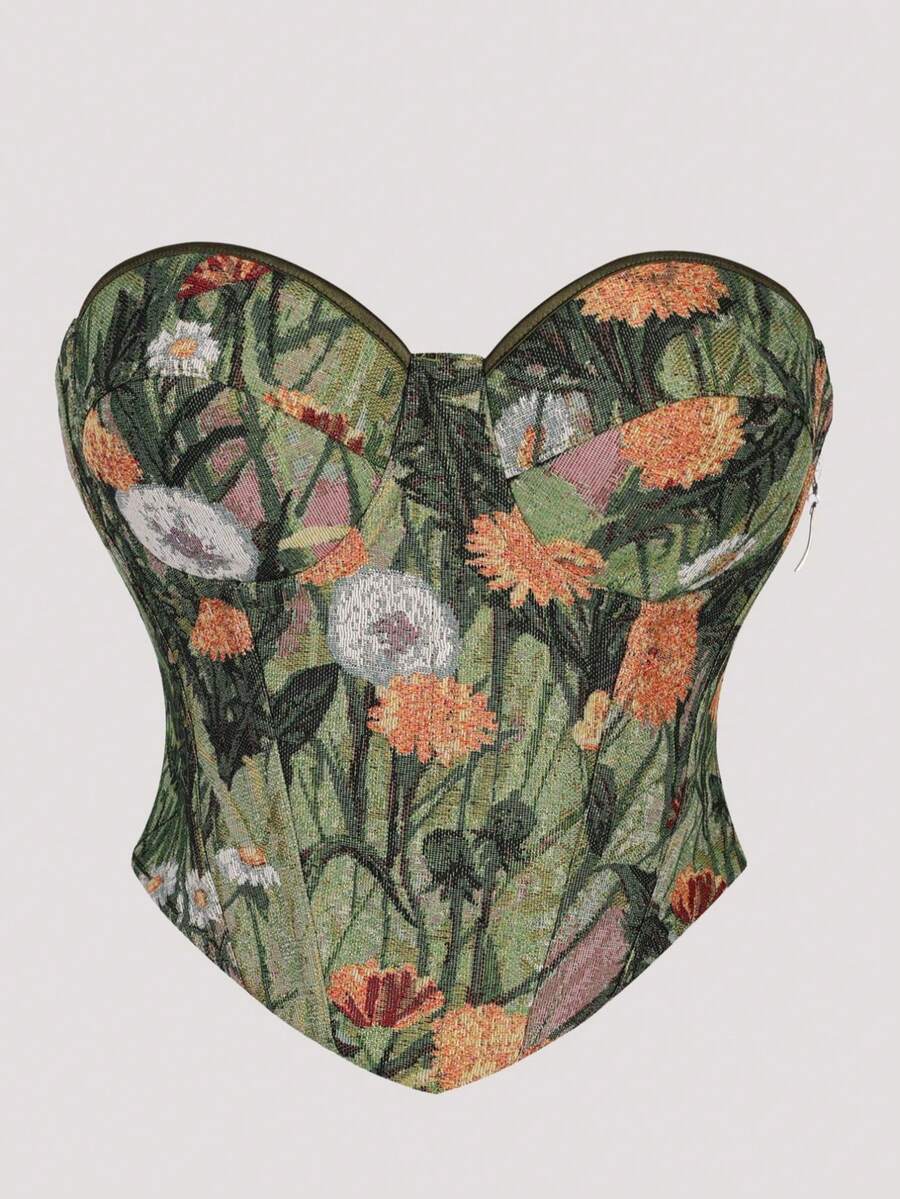 New Green Women's Body-Hugging Top, Sexy And Elegant Printed Halter ...