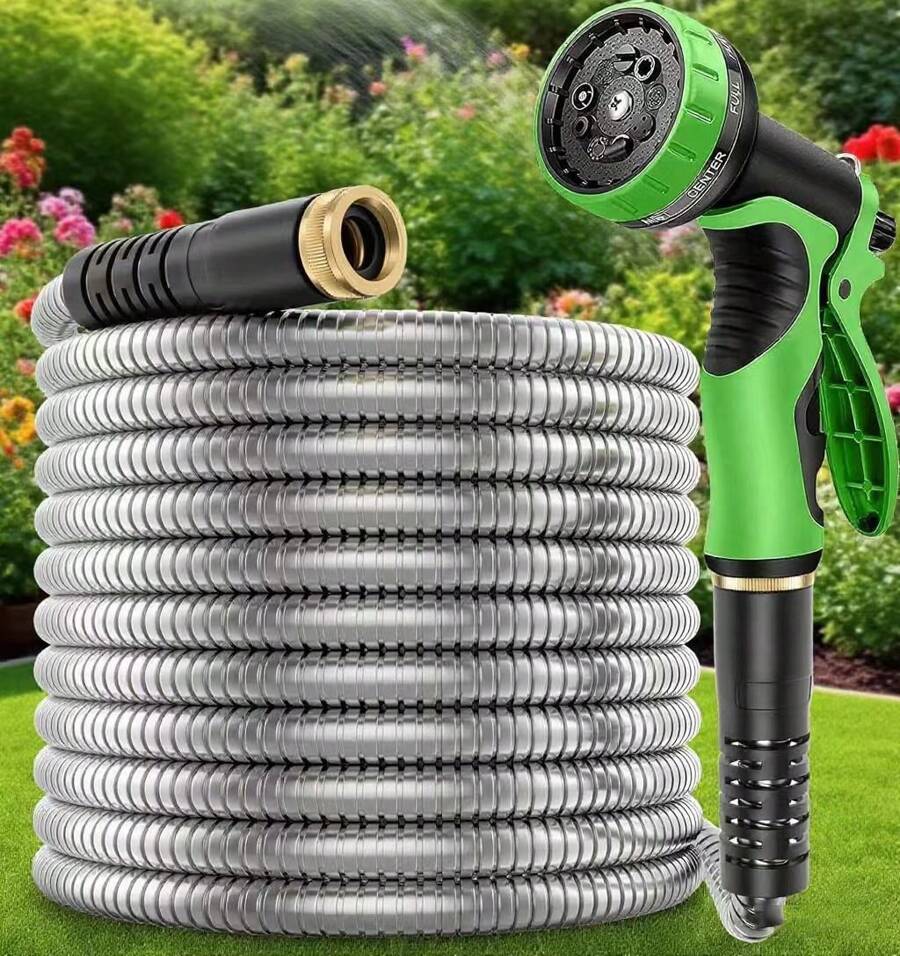 Heavy Duty 100 FT Stainless Steel Flexible Metal Garden Hose - No Kink ...