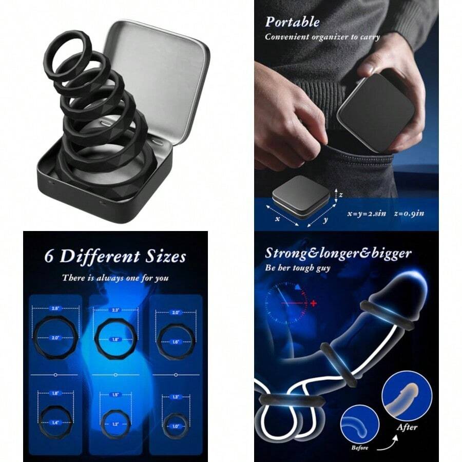 Ring Silicone Rings For Men Erection 6 Sizes Ring Erectile Dysfunction ...