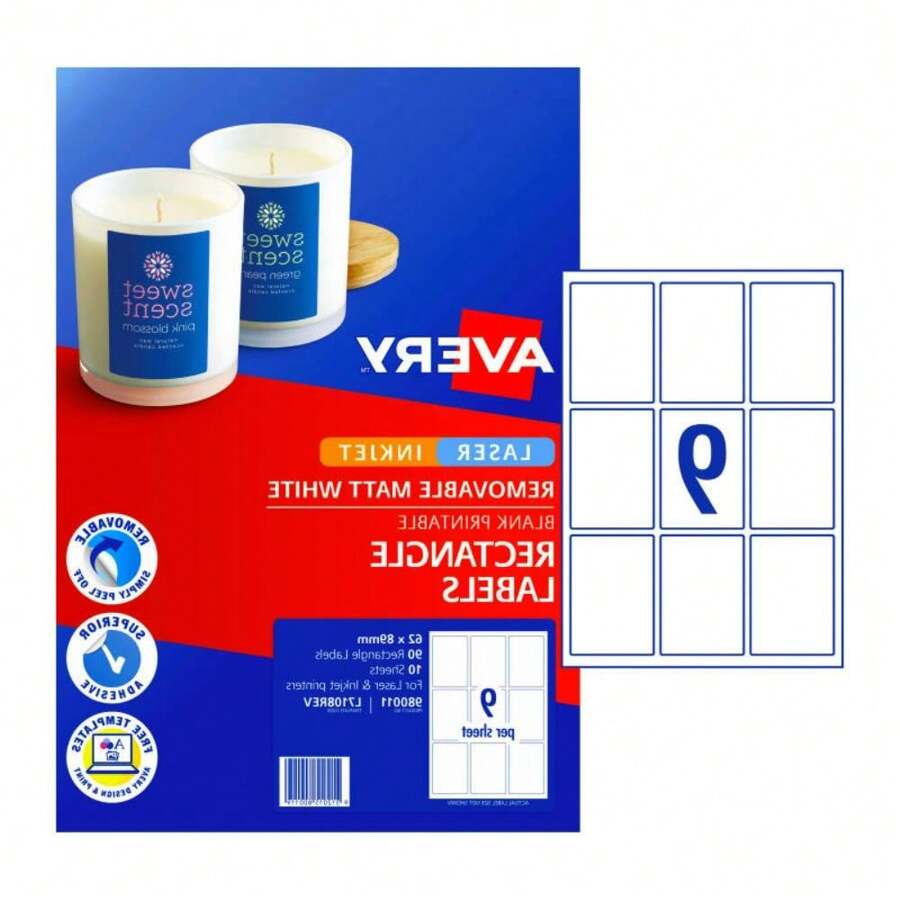 Versatile 9-Label Adhesive Sheets - L7108REV Compatible 10-Pack For ...