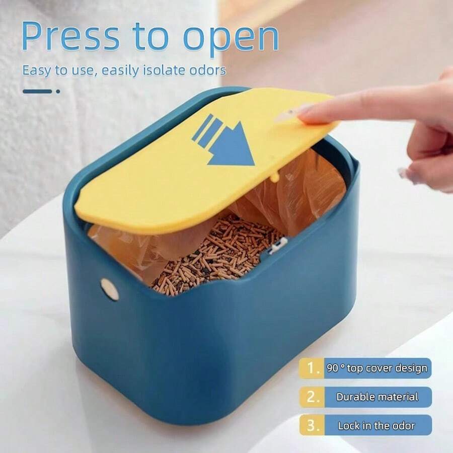 Enclosed Odor-Proof Cat Litter Garbage Can, Cat Poop Bin With Liners ...