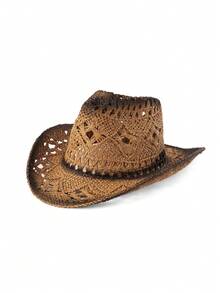 1pc Boho Hollow Breathable Water Drop Cowboy Hat, Versatile Fashion ...
