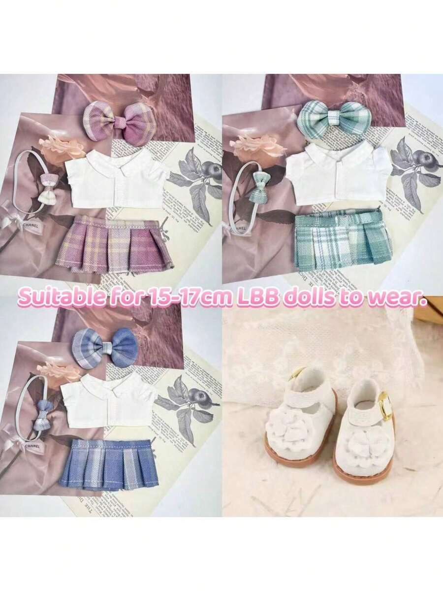 15-17cm 1Set For Labubu Doll Clothes, Bowknot & Skirt Suit Set, For ...