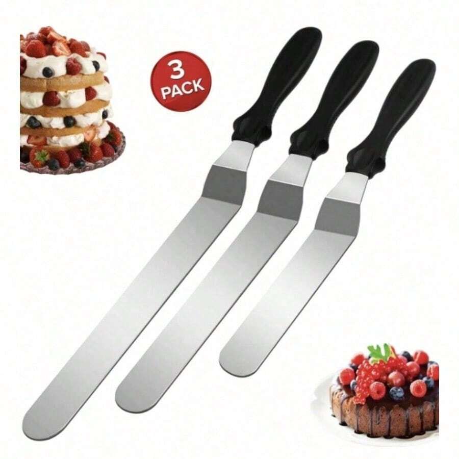 3pcs Cake Scraper Set, Stainless Steel Icing Scraper Set For Cake ...