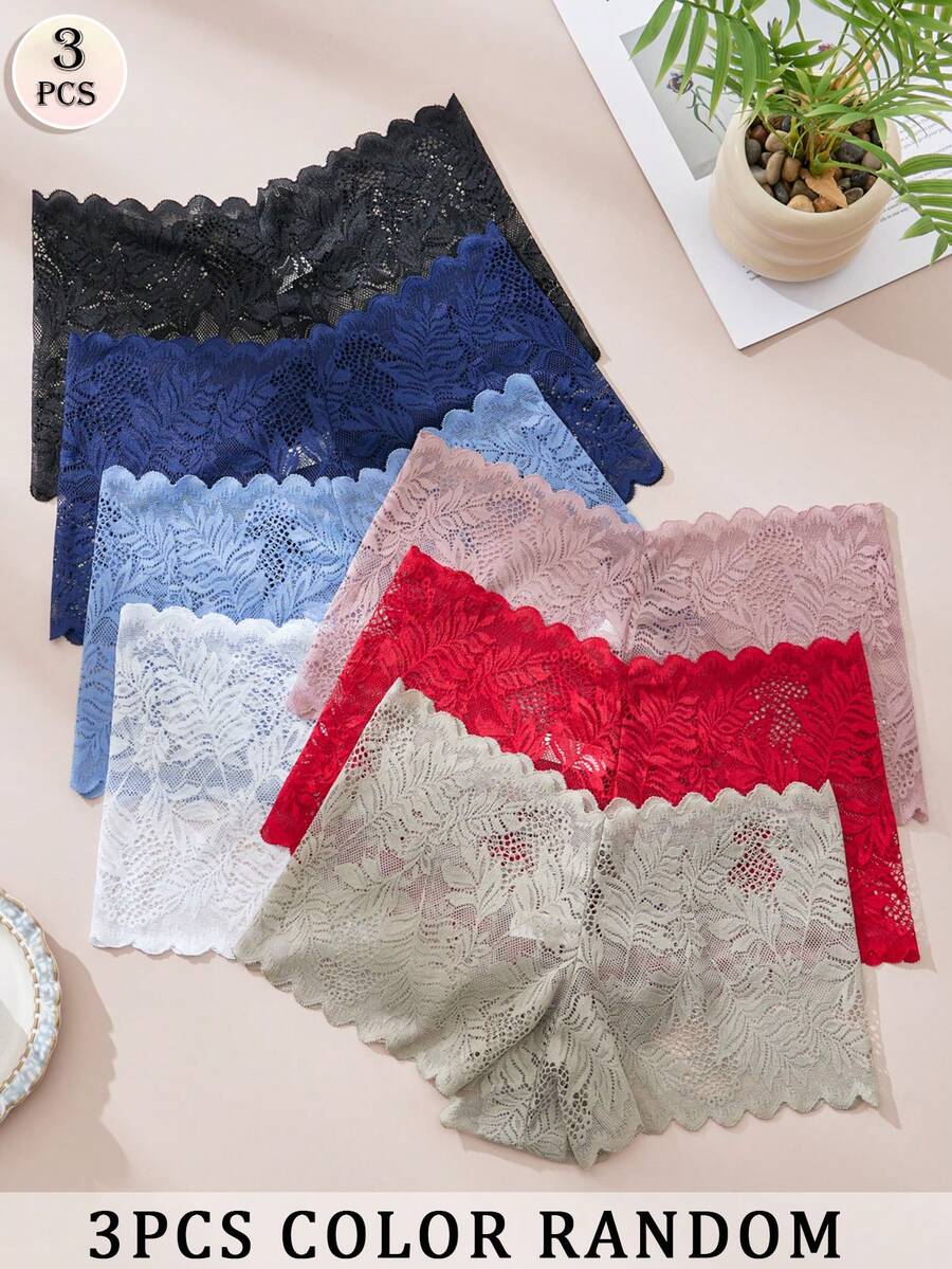 APRSEA 3pcs Random Ladies Panties Lace Translucent Sexy Solid Color ...