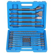 17Pcs Rotary Hammer Drill Bits And Chisel Set 13 Drill Bits And 4 ...