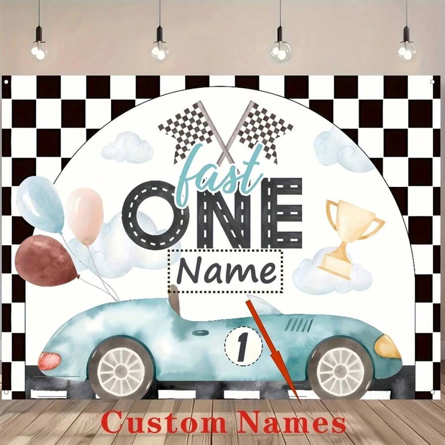 1pc Customizable Birthday Race Car Theme Backdrop, Personalized ...