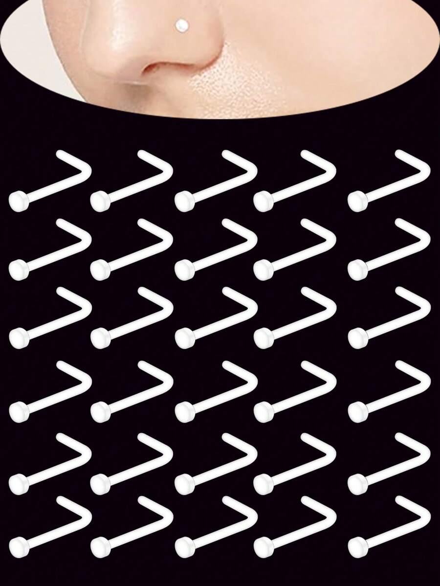 30pcs Clear Piercing Retainers For Surgery Bioflex Nose Rings Belly ...