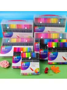 Kit 12/24/36/48/60 Colors 2-In-1 Brush Lettering Pen And Fine Tip Dual ...