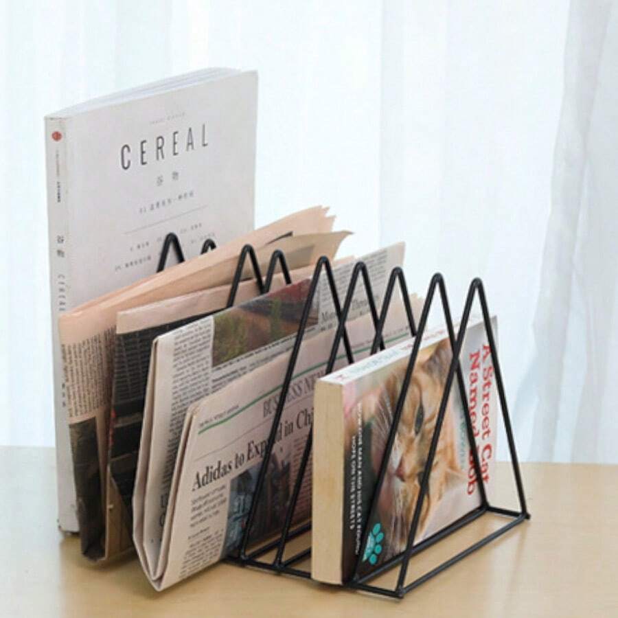 1pc 9-Grid Scandinavian Minimalist Iron Triangular Bookshelf Desk Decor ...