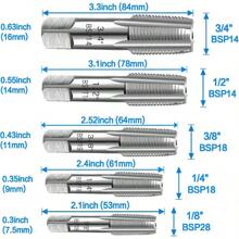 5Piece BSP Pipe Tap Set 1 8" 1 4" 3 8" 1 2" 3 4" ¾ BSP Tap Set Carbon ...