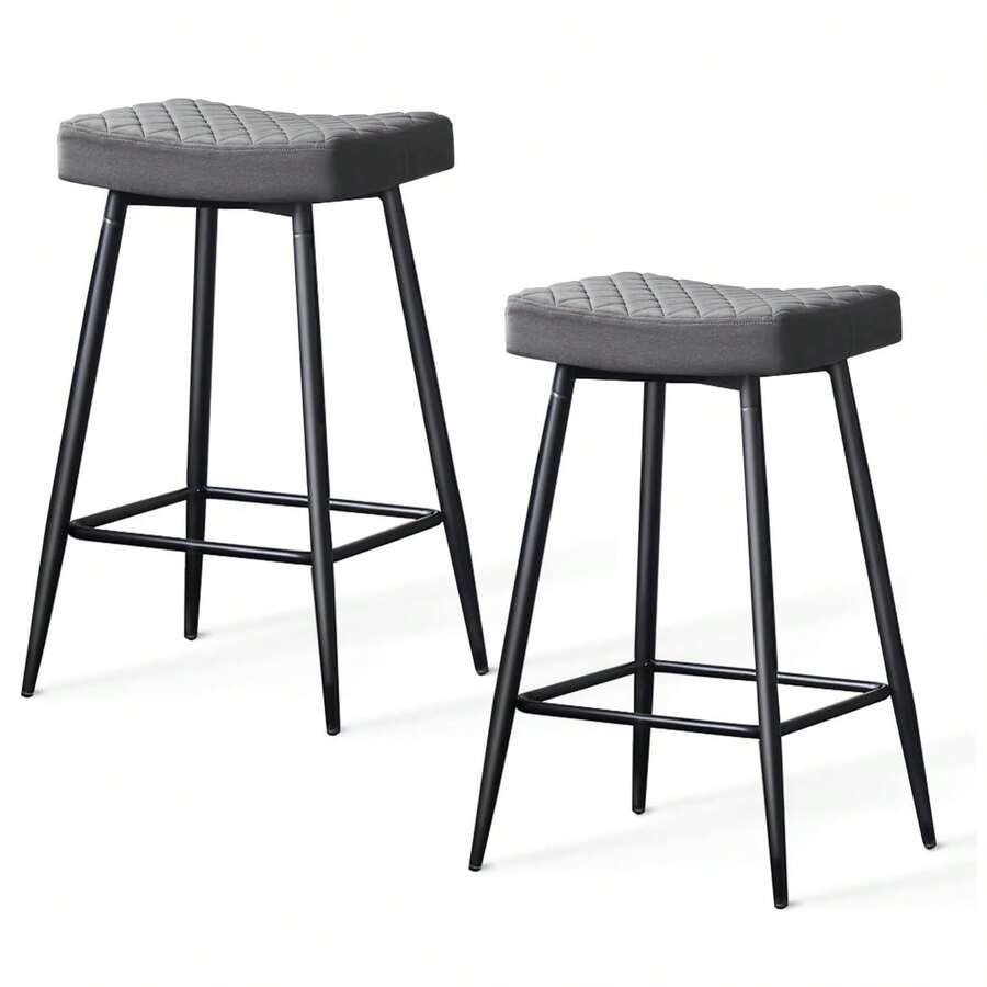 AINPECCA Bar Stools Set Of 2/4 Barstools With Black Metal Legs Kitchen ...