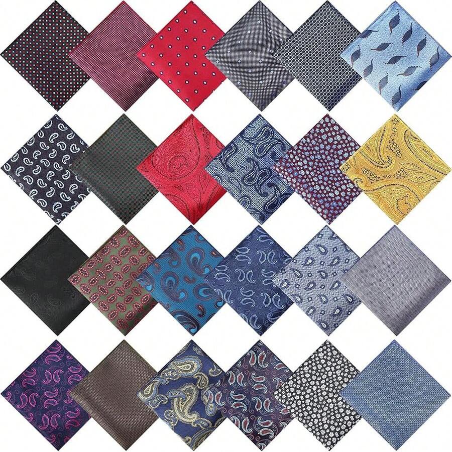 24 Pieces Pocket Squares For Men Suit Pocket Handkerchief Soft Colored ...