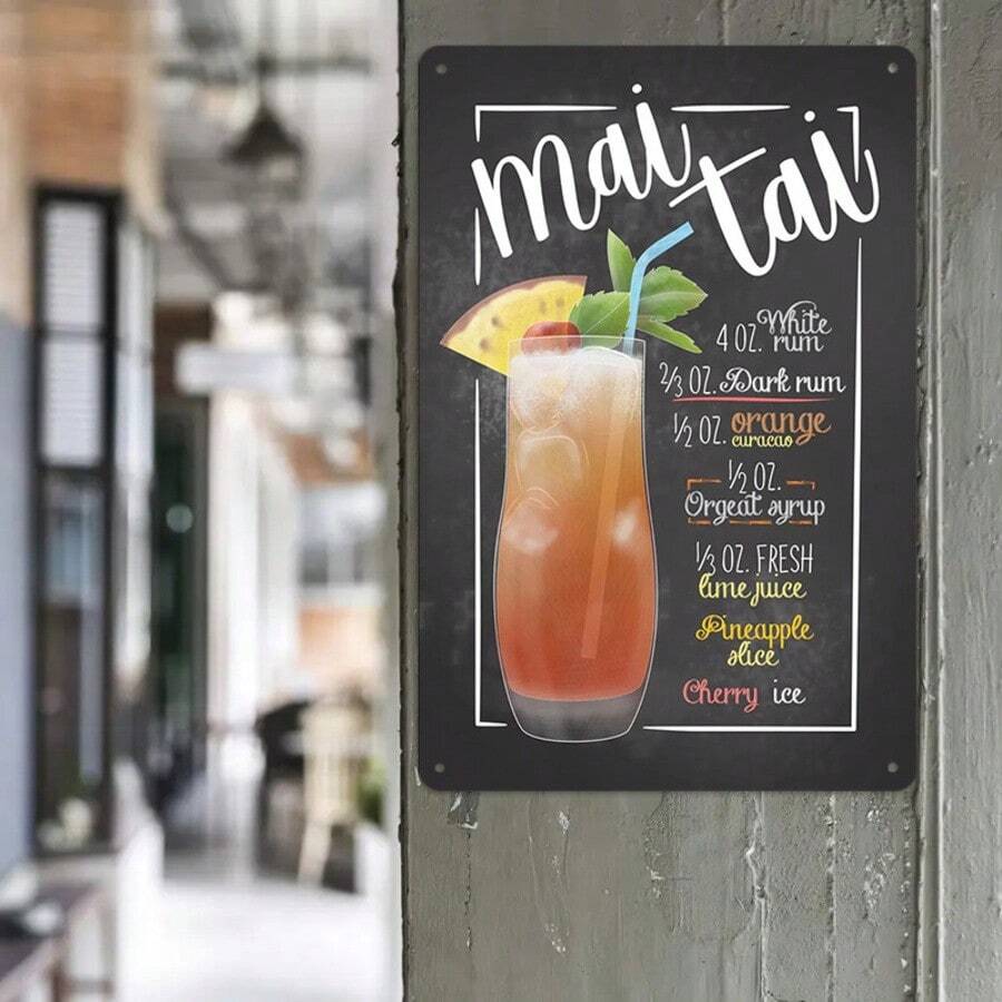Vintage Metal Sign 8x12 Inches Mai Tai Cocktail Recipe On Chalkboard ...