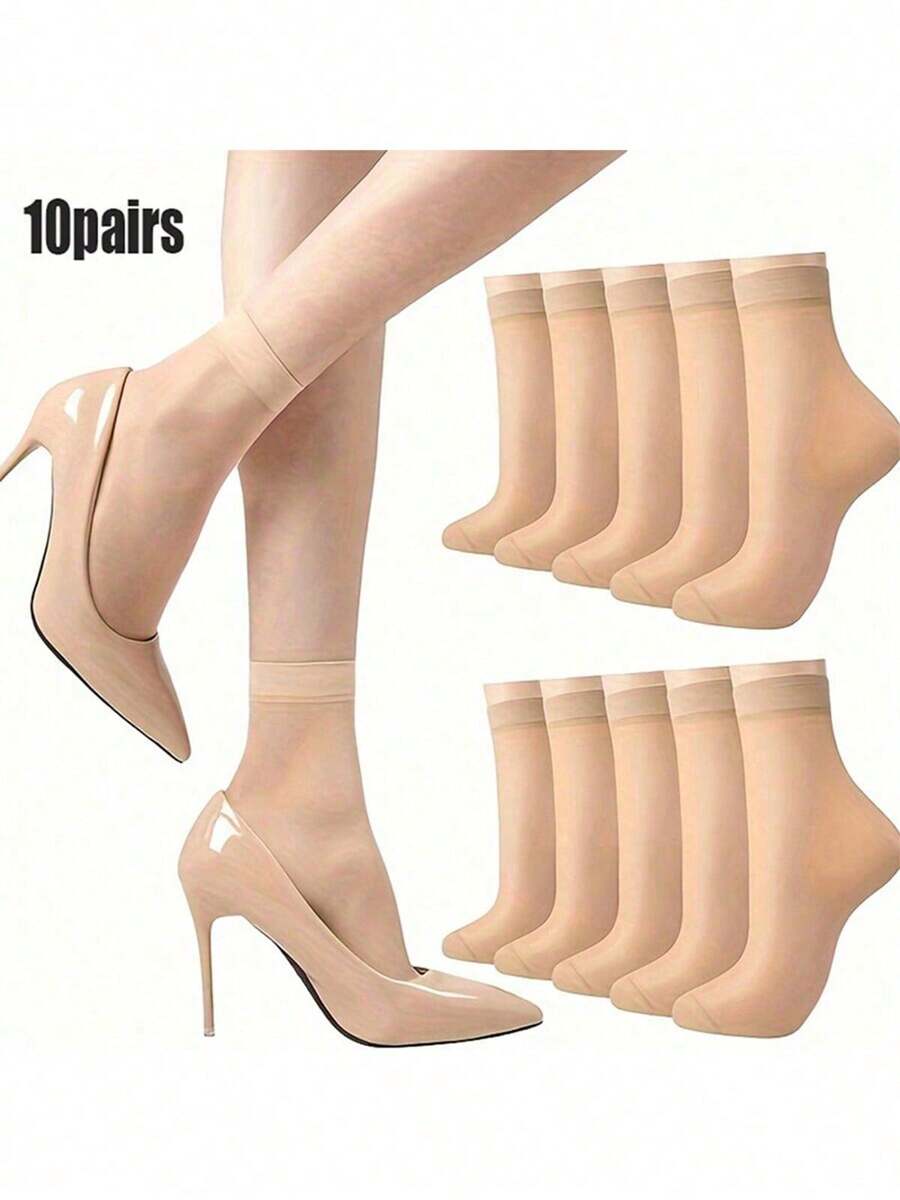 10/20/30 Pairs Women's Solid Color Transparent Stockings, Disposable ...