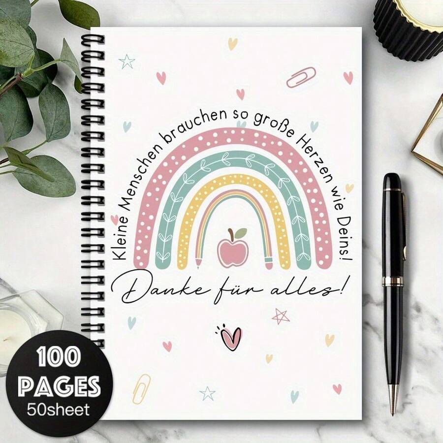 1pc Rainbow German Teacher Spiral Notebook Journal - Appreciation Gift ...
