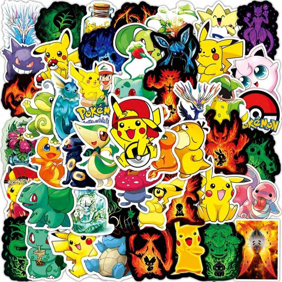 pokemon 50Pcs Cute Cartoon Anime Pokemon Stickers Toys Kawaii Poke Ball ...