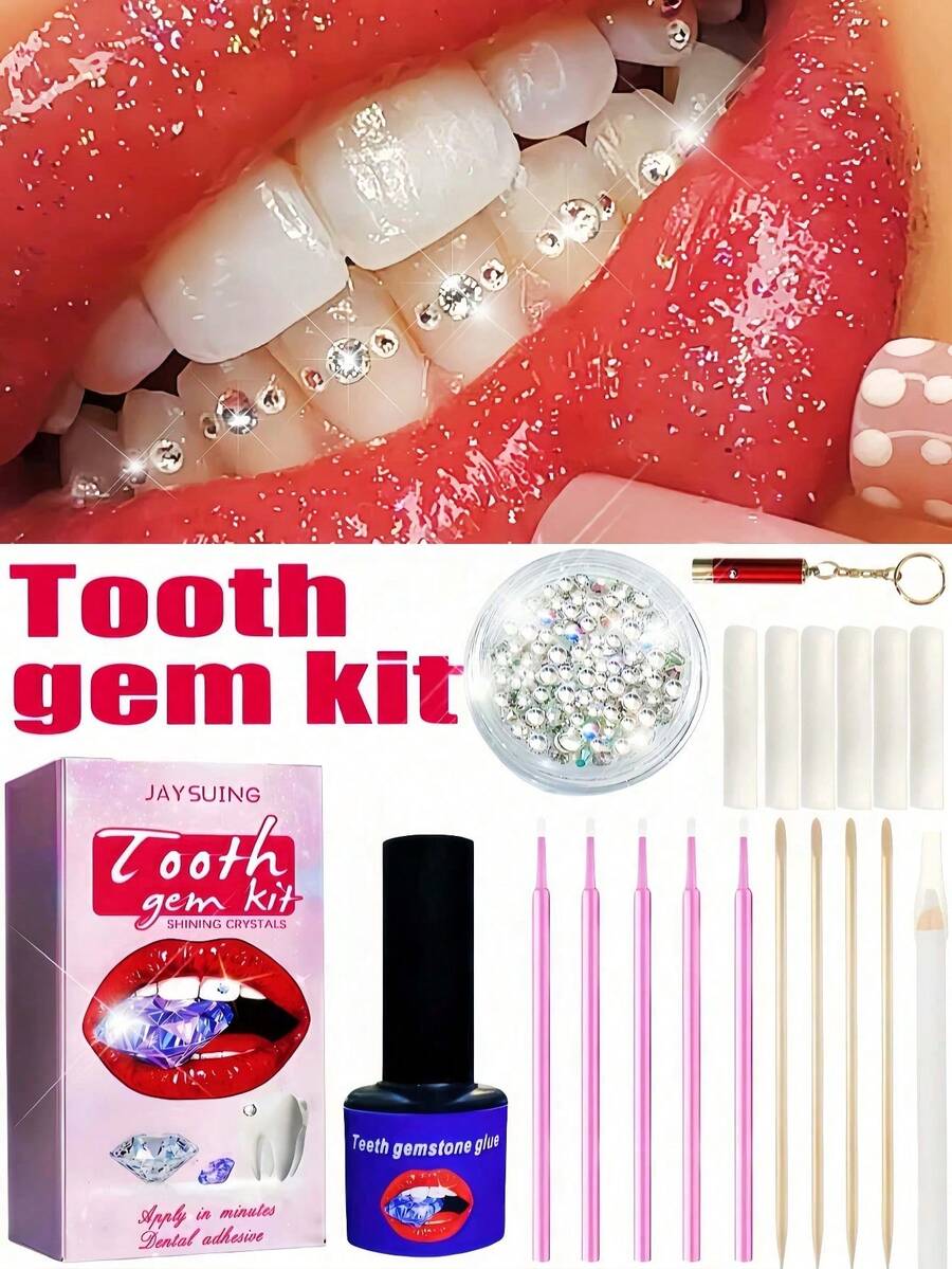 130pcs DIY Rhinestone Tooth Jewelry Kit, Unisex Fashionable Tooth Decor ...