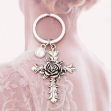 Rose Cross Keychain With 12 Birthstones Jewelry Memorial Gifts Baptism ...