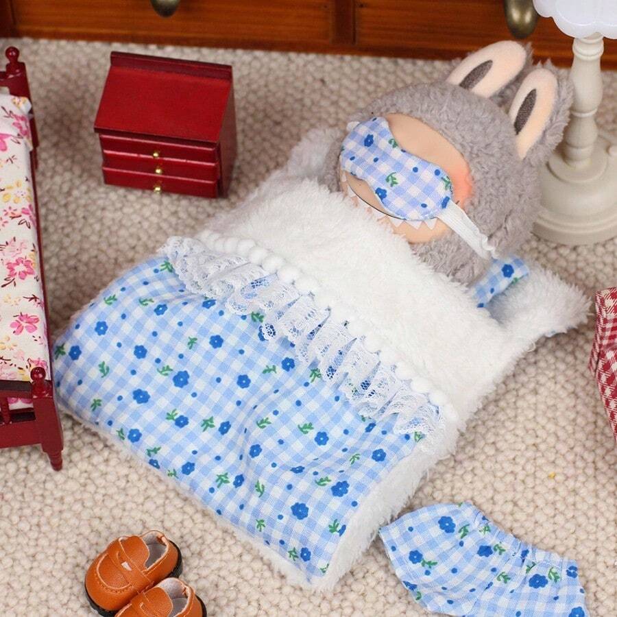 New 17cm Labubu Doll 17cm Doll Bed Series Set, Removable Clothing ...