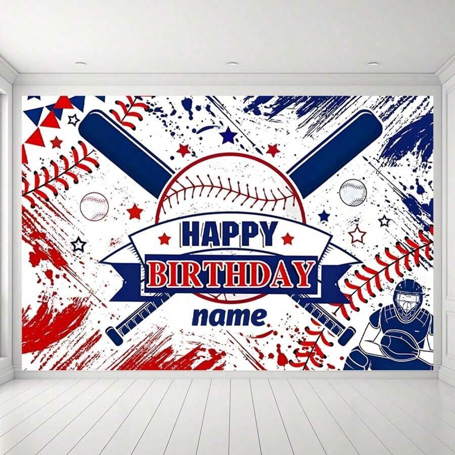 Customizable Baseball Theme Party Birthday Background Banner With ...