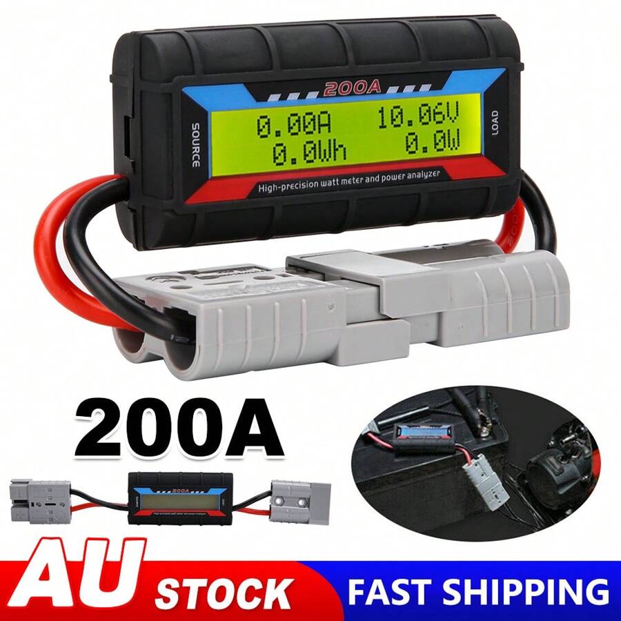 200A 12V Digital LCD Watt Meter Power Analyser Solar Caravan & Anderson ...