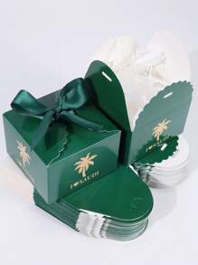 10PCS/1PC Small Gift Boxes, Green Thank You Boxes With Bow Ribbon ...