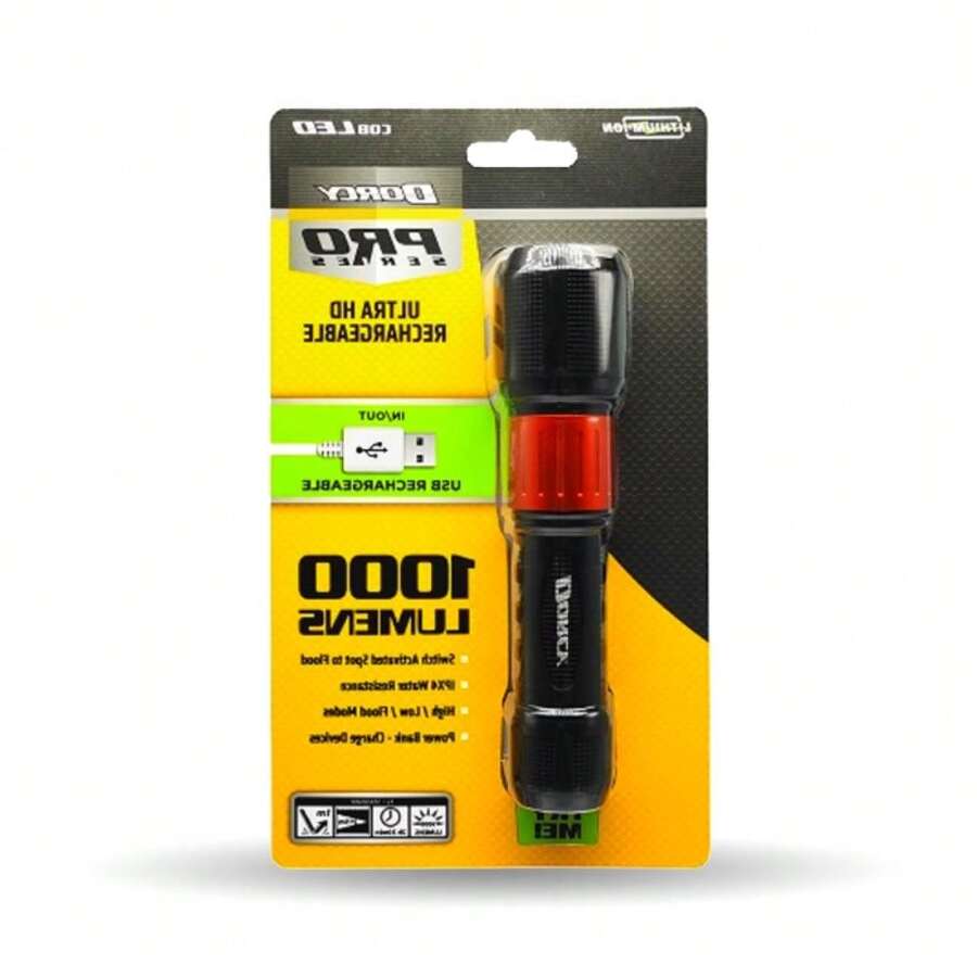 High-Performance 1000 Lumens Tactical Flashlight - Waterproof, Rechargeable, Adjustable Focus ...