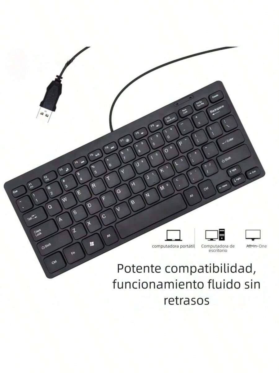 Teclado Negro Portátil Externo USB, Diseño Mini Ligero para Laptop y ...