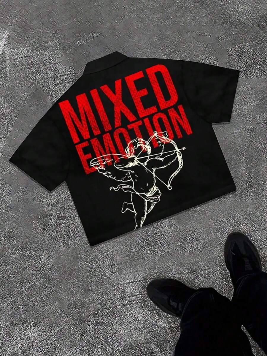 Men's Mixed Emotion Graphic Tee - Bold Red 'MIXED EMOTION' Print With ...