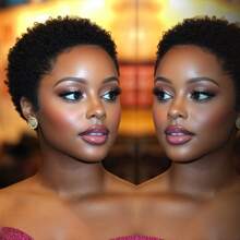 Short Pixie Cut 4 Inch Human Hair Short Afro Kinky Curly Human Hair Wig ...