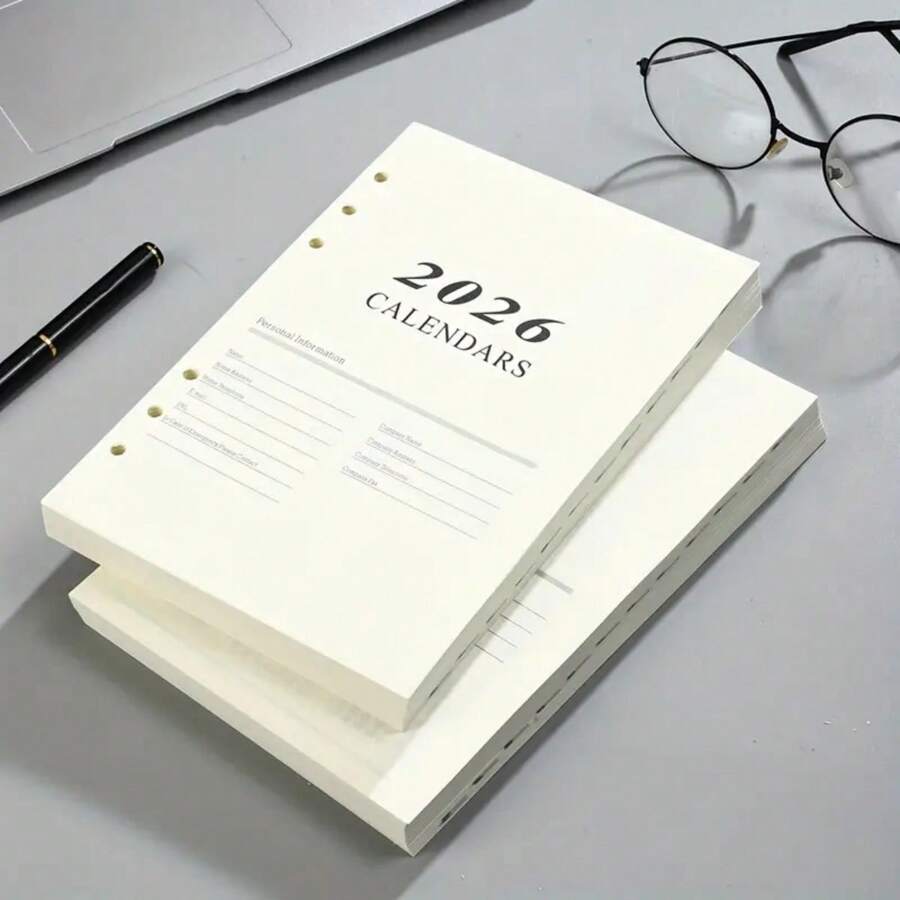 1 Pack 2026 A5 English Year Calendar Refills - 180 Sheets (360 Pages ...