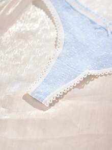 5PCS Fresh Blue And White Wave Lace Women's Underwear Soft Cotton ...